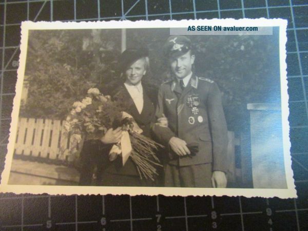 WWII German Photo Combat Soldiers PC Wedding Decorated Luft NCO | #50261157