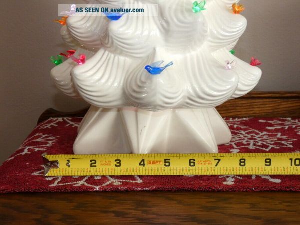 Vintage Large Atlantic Mold White Ceramic Christmas Tree With Birds And ...