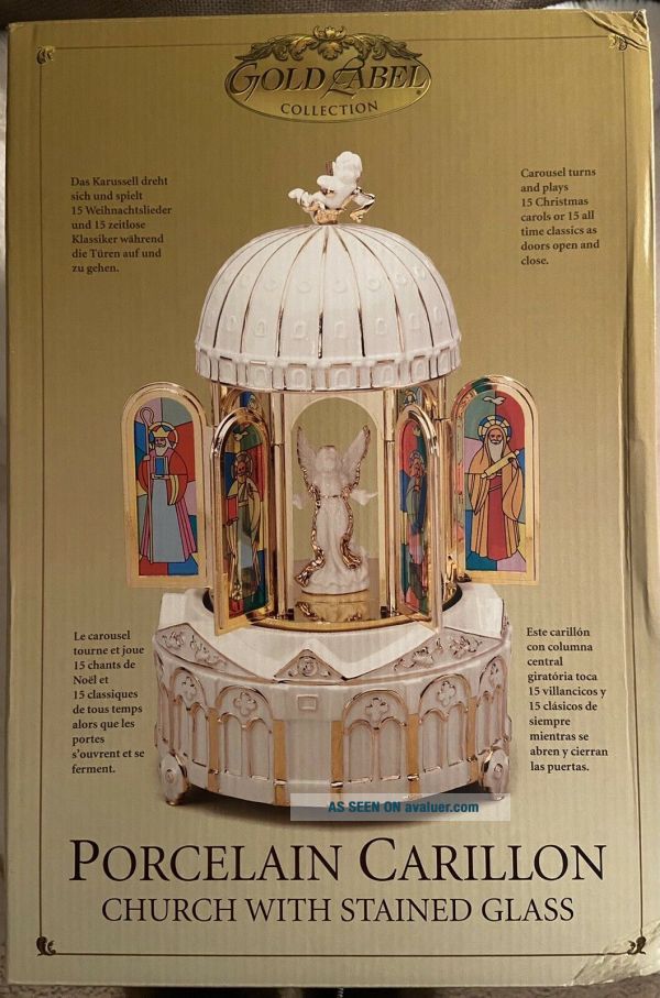 MR. CHRISTMAS PORCELAIN CARILLON CHURCH WITH STAINED GLASS | #50390075