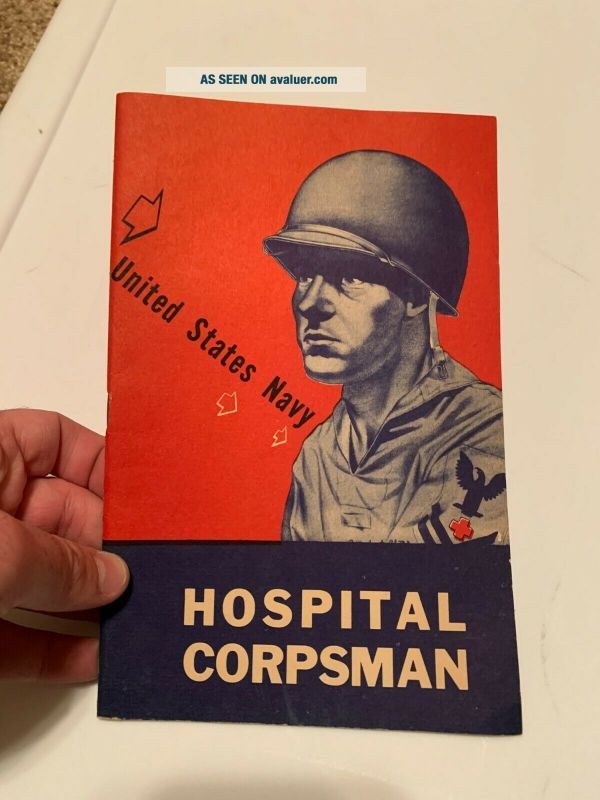 VINTAGE 1943 United States Navy HOSPITAL CORPSMAN Book Pamphlet ...
