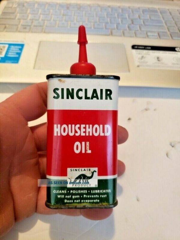 VINTAGE SINCLAIR HANDY OILER HOUSEHOLD OIL TIN CAN FULL | #50467840