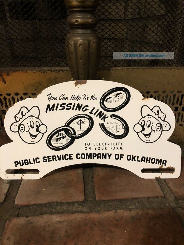 Vintage Ready Kilowatt Missing Link Company Metal License Plate Topper ...