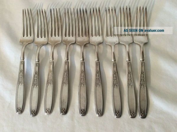 9 Dinner Forks 1847 Rogers Bros Silver Plated Ambassador Pattern ...