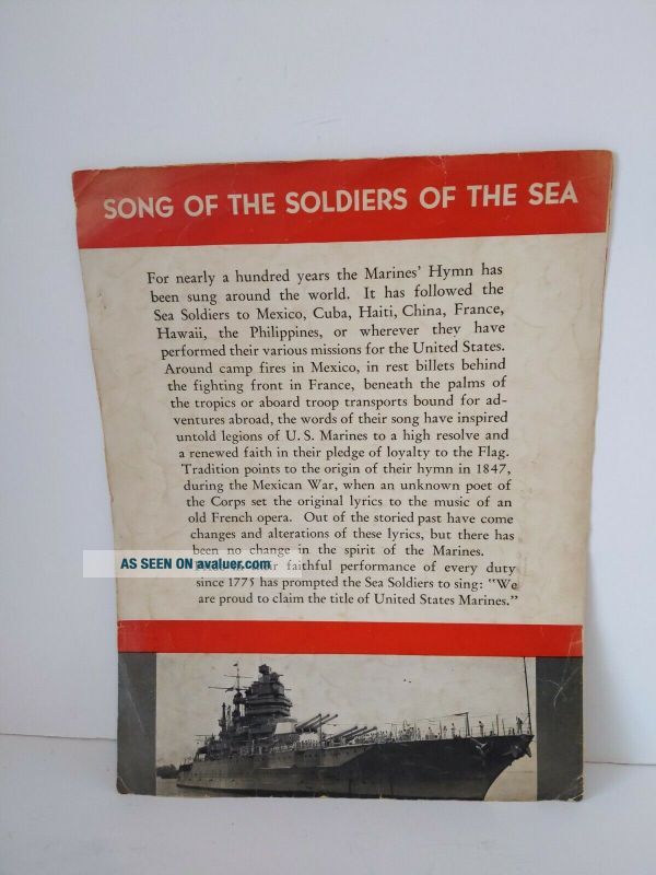 1929 The Marines ' Hymn Sheet Music Song Of The Soldiers Of The Sea ...