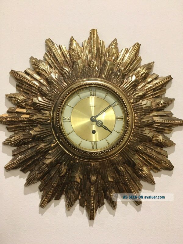 Vintage WELBY Starburst Sunburst Wall Clock 8 Day Mid Century Vintage ...