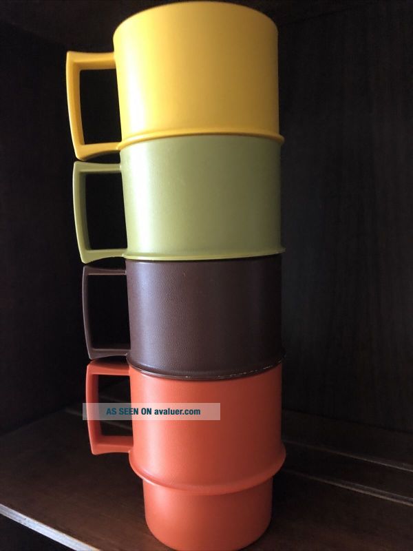 Set Of 4 Tupperware Stackable Mugs Coffee Cups 1312 Harvest Colors ...