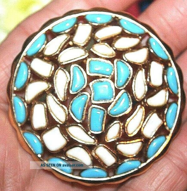 STUNNING 2 INCH CROWN TRIFARI SIGNED MOLDED GLASS PIN - NO WEAR | #50766956