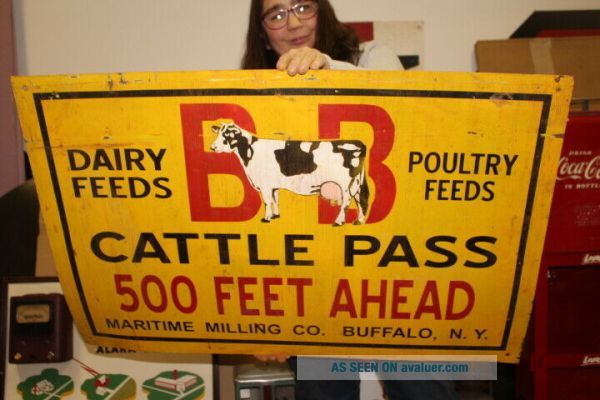 Large Vintage BB Cattle Pass Cow Pig Chicken Feed Farm Gas Oil 36 ...