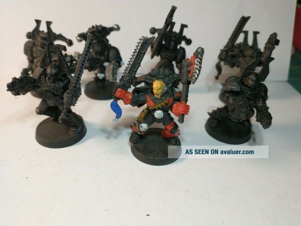 Warhammer 40k CHAOS SPACE MARINES ASSAULT SQUAD Sergeant, 6 Marines W ...