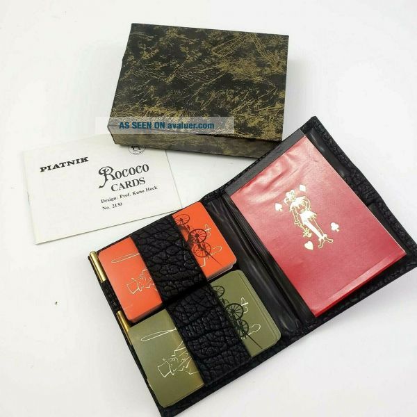 Piatnik Playing Card Set Rococo Double Deck Cards Pad Boxed Leather Set ...