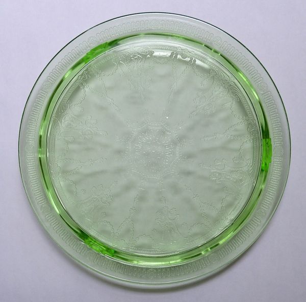 Anchor Hocking Cameo/Ballerina Green Depression Glass 10” Footed Cake ...