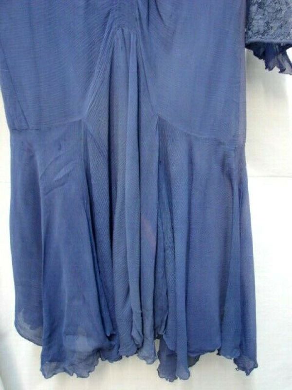 1920s VINTAGE VIOLET BLUE SILK CREPE FLARED FLAPPER ERA DRESS | #62032062