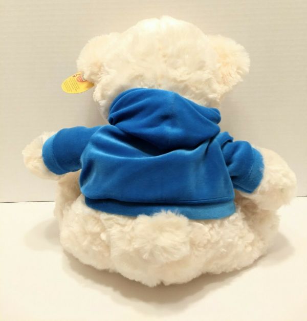 M&M’s World White Plush Teddy Bear W/ Blue Hooded Sweatshirt Stuffed ...