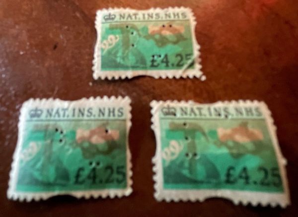 3 X Rare 1970 ' S I Think NAT INS NHS Stamps, These Will Be Sent ...