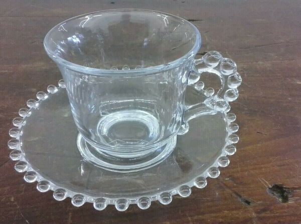 Set Of 4 Imperial Crystal Candlewick Coffee Cups And Saucers | #62420722