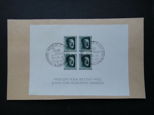 Germany Nazi 1937 Stamps Cover Sheet Adolf Hitler WWII Third Reich ...
