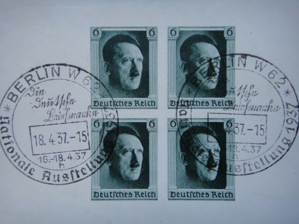 Germany Nazi 1937 Stamps Cover Sheet Adolf Hitler WWII Third Reich ...