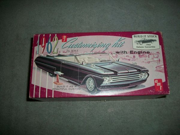 ORG ISSUE AMT 1/25 1962 FORD GALAXIE CONV. PLASTIC MODEL CAR KIT - BOX ...