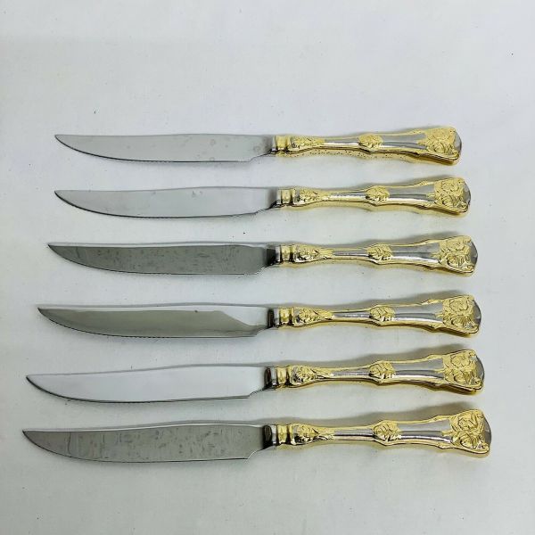 6 Royal Albert Old Country Roses Stainless 22K Gold Accents Dinner ...