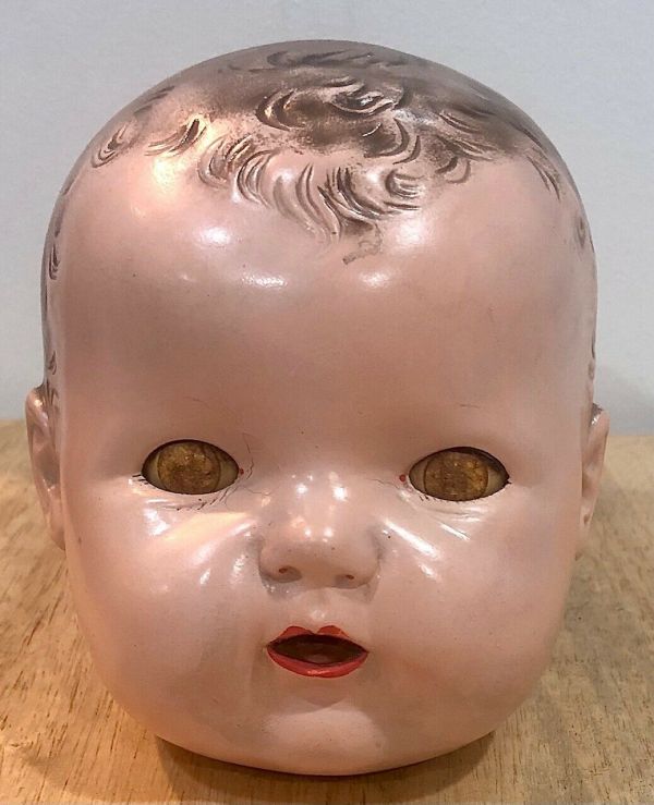 Vintage Composition Baby Doll Head - 40s - 50s - Solid - Marked " 3 ...