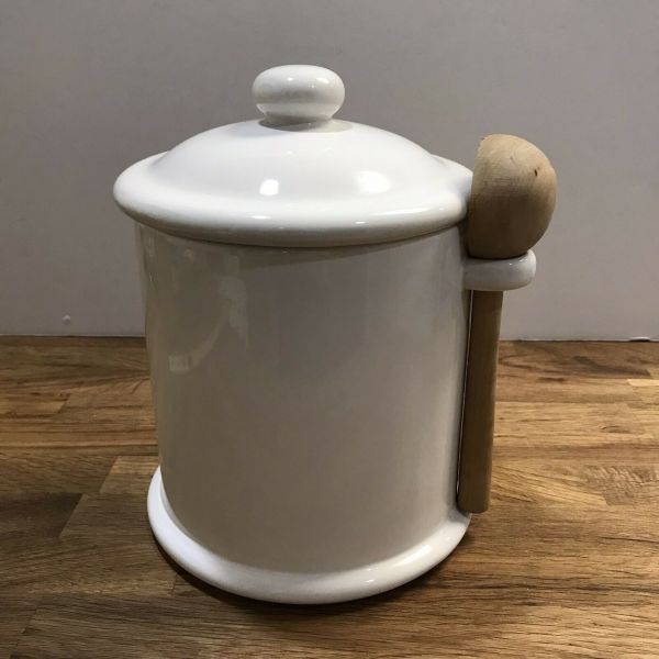 Gorgeous LARGE VINTAGE BEE HOUSE JAPAN White Canister With Spoon ...