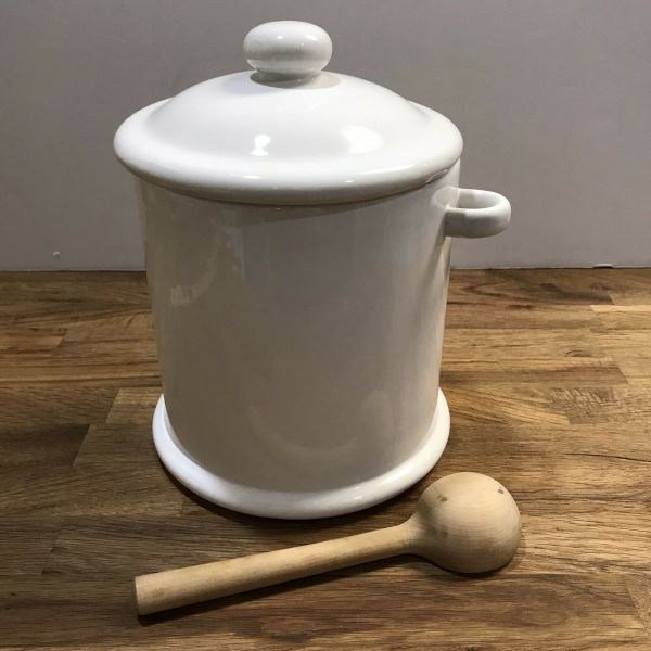 Gorgeous LARGE VINTAGE BEE HOUSE JAPAN White Canister With Spoon ...