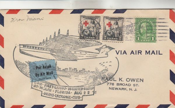 Dox First Lands In US At Miami FL Airmail Cover | #62773993