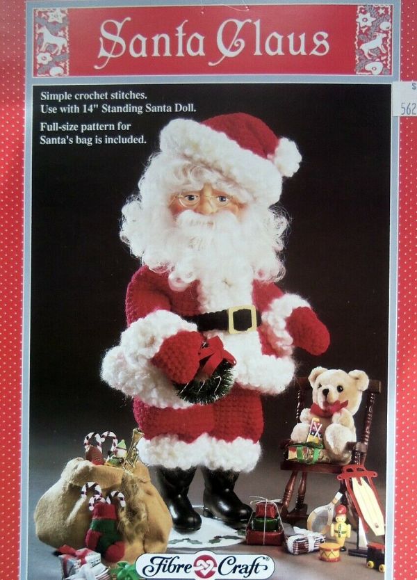 Crochet Standing Santa Claus W/ Bag For 14 " Music Box Santa Pattern ...