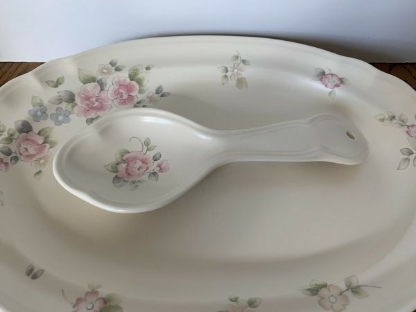 Pfaltzgraff Tea Rose Oval Serving Platters And Spoon Rest Stoneware ...