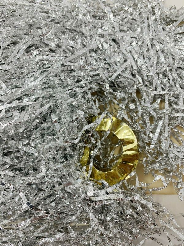 Vtg Silver Lead Tinsel Foil Metal Christmas Tree Icicles On Gold Foil ...