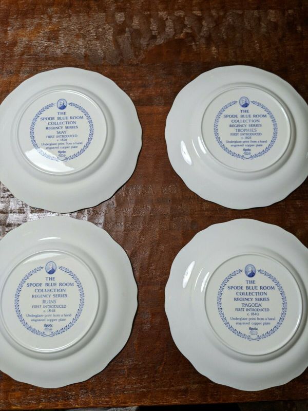 (Set Of 4) SPODE BLUE ROOM REGENCY SERIES Dinner Plates, 4 Different ...