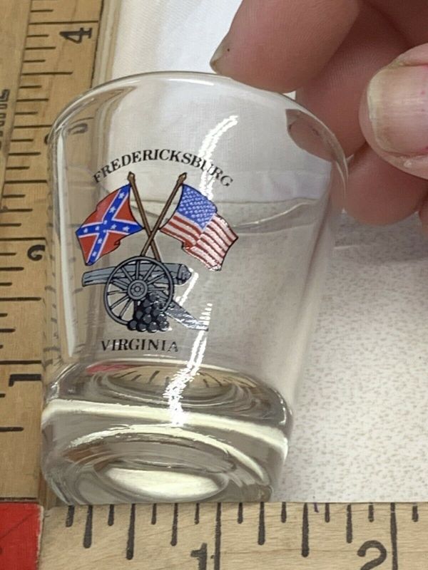Vintage Souvenir Shot Glass Fredericksburg Virginia Civil War Flags ...