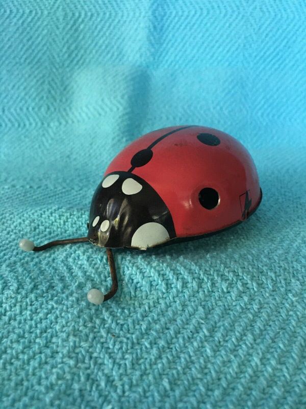 Vintage Tin Litho Wind Up Lady Bug, No Key | #62915474
