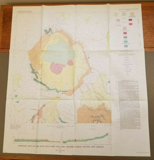 Vintage 1968 Map Of Zuni Salt Lake Volcanic Crater Catron County ...
