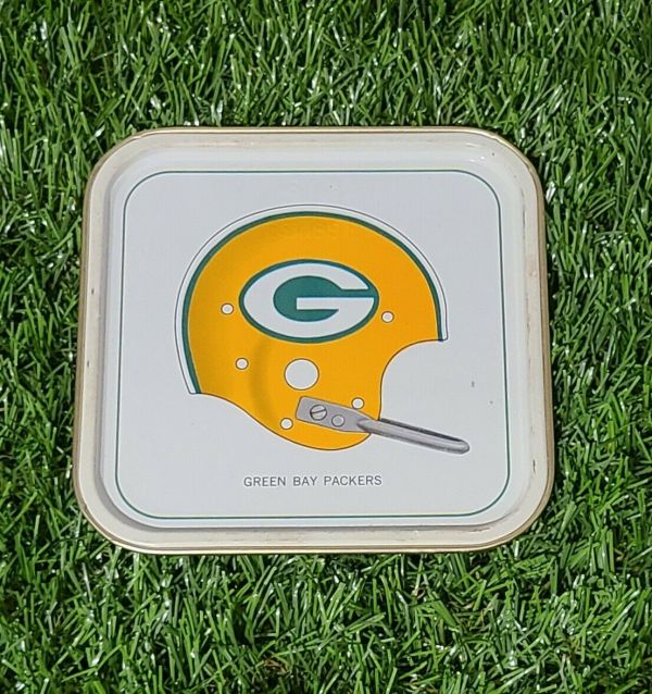 Vintage 1965 Hormel 4 3/8 " NFL Green Bay Packers Single Bar Helmet Tin ...