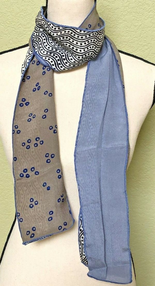 Silk Scarf By Harshita Stunning Design Olive Blue Black White Colors ...
