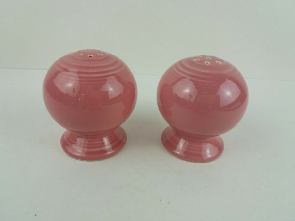 Fiesta Rose Pink Salt And Pepper Shakers Ball Sphere No Stoppers ...