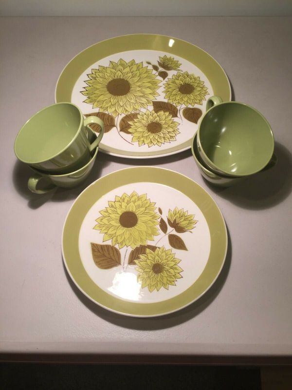 Vintage Mikasa Duplex Ben Seibel DAHLIA Plate Set - MCM Japan -, BONUS ...