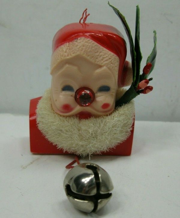 Santa Christmas Pin Pull String Light Up Nose Vintage | #63409936