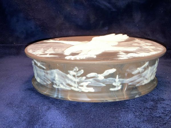 Vintage Incolay Stone Jewelry Box With Eagle/Mountain Scene Handcrafted ...
