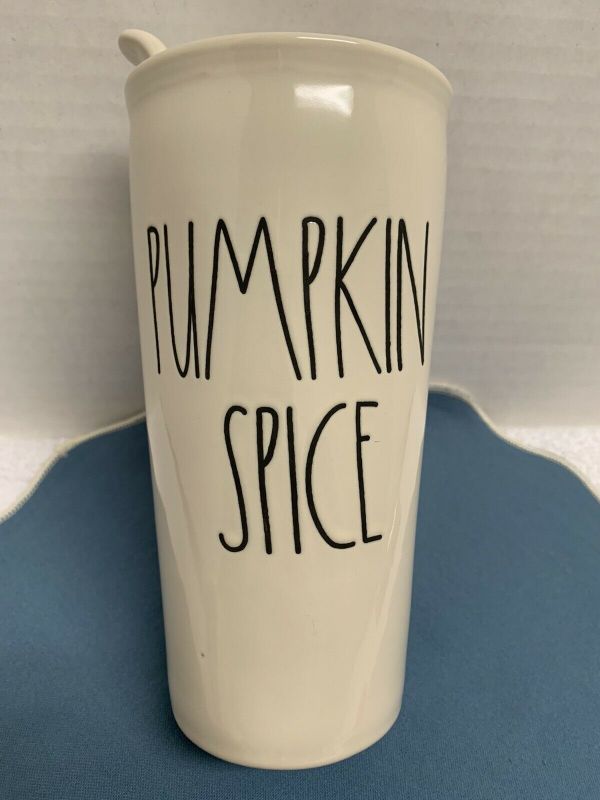 Rae Dunn Pumpkin Spice Covered Cup Travel Tumbler Mug Fall Thanksgiving ...