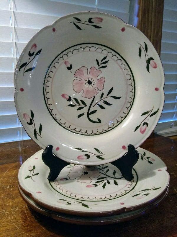 3 Vintage Stangl Pottery Colonial Rose Scalloped Salad Plates ...