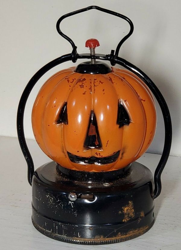 Vintage Halloween Jack O Lantern JOL Pumpkin Glass Lantern Battery ...