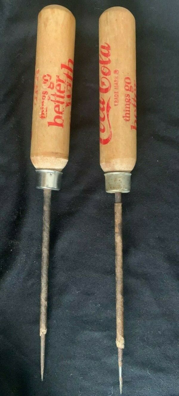 Two (2) Vintage Coca Cola Ice Picks Wooden Handles | #63535093