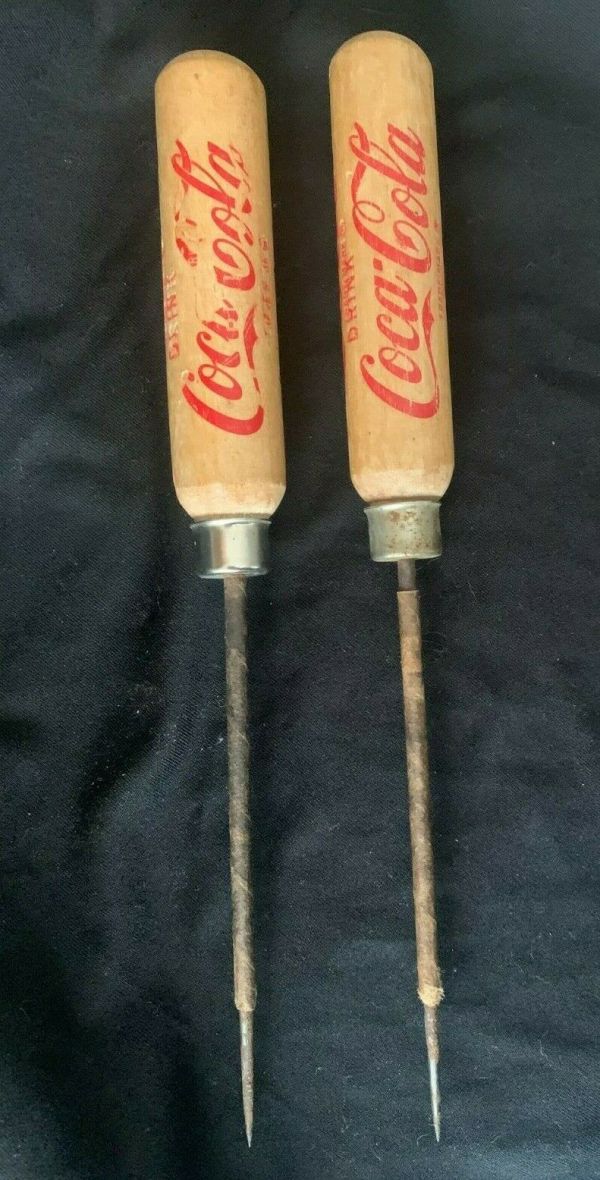 Two (2) Vintage Coca Cola Ice Picks Wooden Handles | #63535093