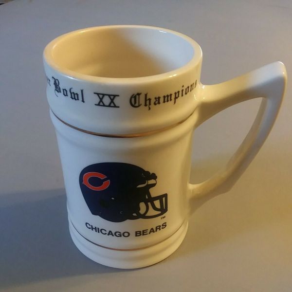 1985 Chicago Bears Bowl XX Champions Stein Mug Football NFL Vintage ...