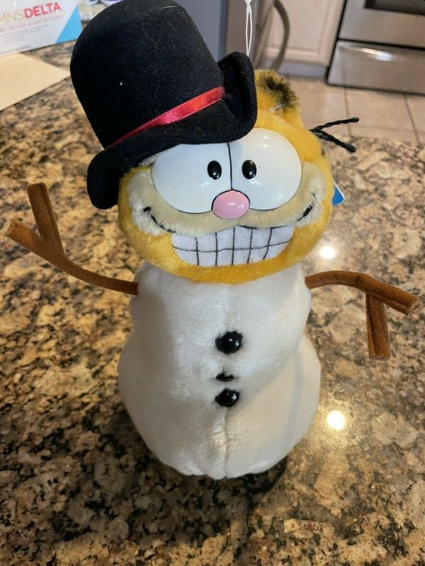 Vintage 1978 1981 Garfield The Cat Snowman Plush Toy Doll Dakin Naughty ...