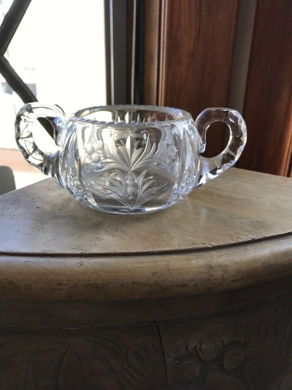 American Brilliant Cut Glass Sugar Bowl Primrose Tuthill | #63737185
