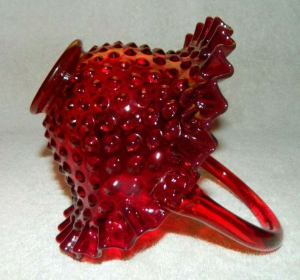 Vintage Fenton Ruby Red Hobnail Glass Basket | #63801512