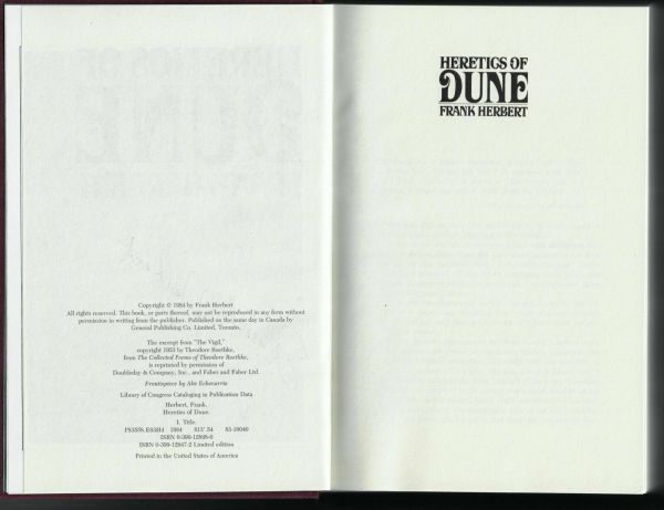 Heretics Of Dune By Frank Herbert Signed Limited First Special Edition ...